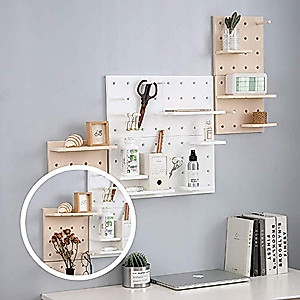 Wall Plastic Decorative DIY Convenient Pegboard Wall Mount Display Wall Organization Storage Wall Shelf for Living Room Kitchen Bathroom Office ，Set of 2