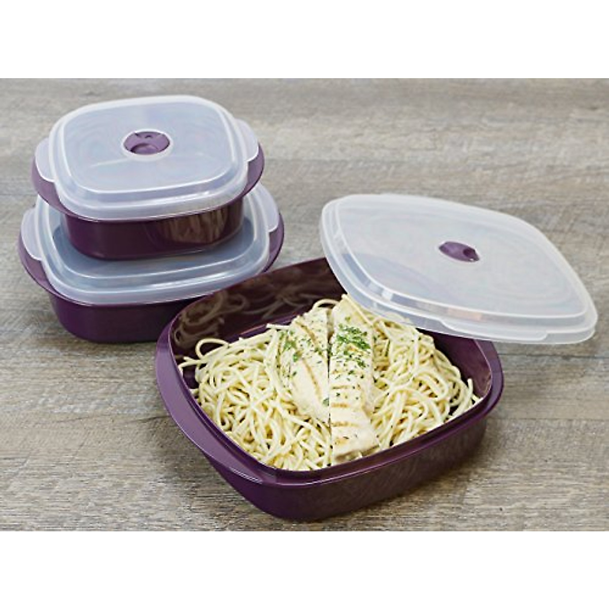 Calypso Basics by Reston Lloyd 6-Piece Microwave Cookware, Steamer and Storage Set, Plum