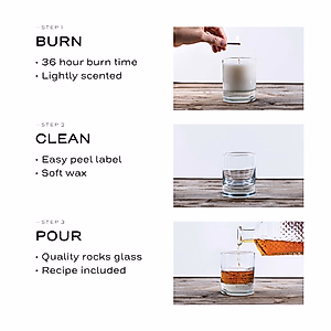 Wixology Cocktail Inspired Bourbon Neat Soy Candle - Vanilla Caramel and Oak Scented Candle in Reusable Rocks Glass - Made in Kentucky - 7 oz