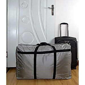 100L Extra Large Storage Bags, Sturdy Foldable Moving Tote Bag, Under Bed Storage, Travel Cargo Duffel Jumbo Bag for Clothes, Comforters, Blankets, Pillows, Ornaments (Grey)