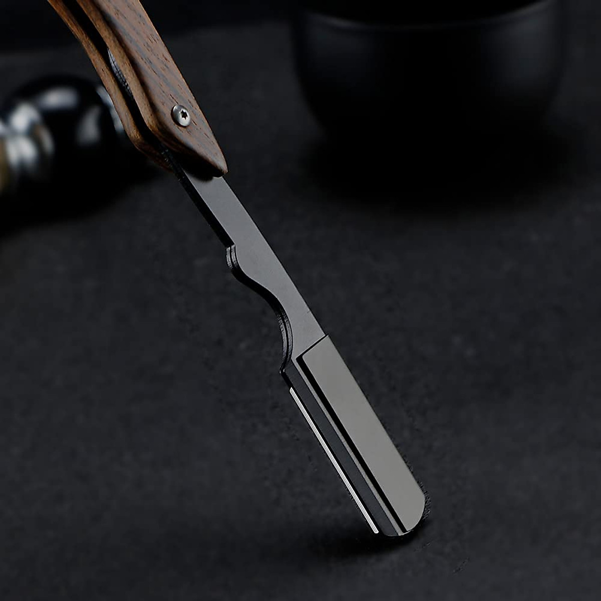 Haiwig Straight Edge Razor with 20 Single Blades Stainless Stell Men's Manual Shaver,Wooden Handle Barber Razor Cut Throat Shavette Shaving Kit 22 Piece Set