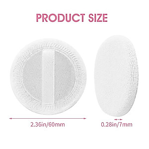 Sibba Loose Powder Puff 12 Pieces Round Velour Face Makeup Compact Body Container Setting Pressed Blending Foundation Cream Make Up Ribbon Strap Sponge Cushion Applicator (White)