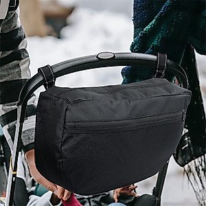 ROMIRUS Insulated Stroller Organizer, Side Sling Stroller Saddle Bag, Black