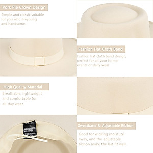 Women Men Classic Felt Fedora Hat Wide Brim Flat Top Boater Hat