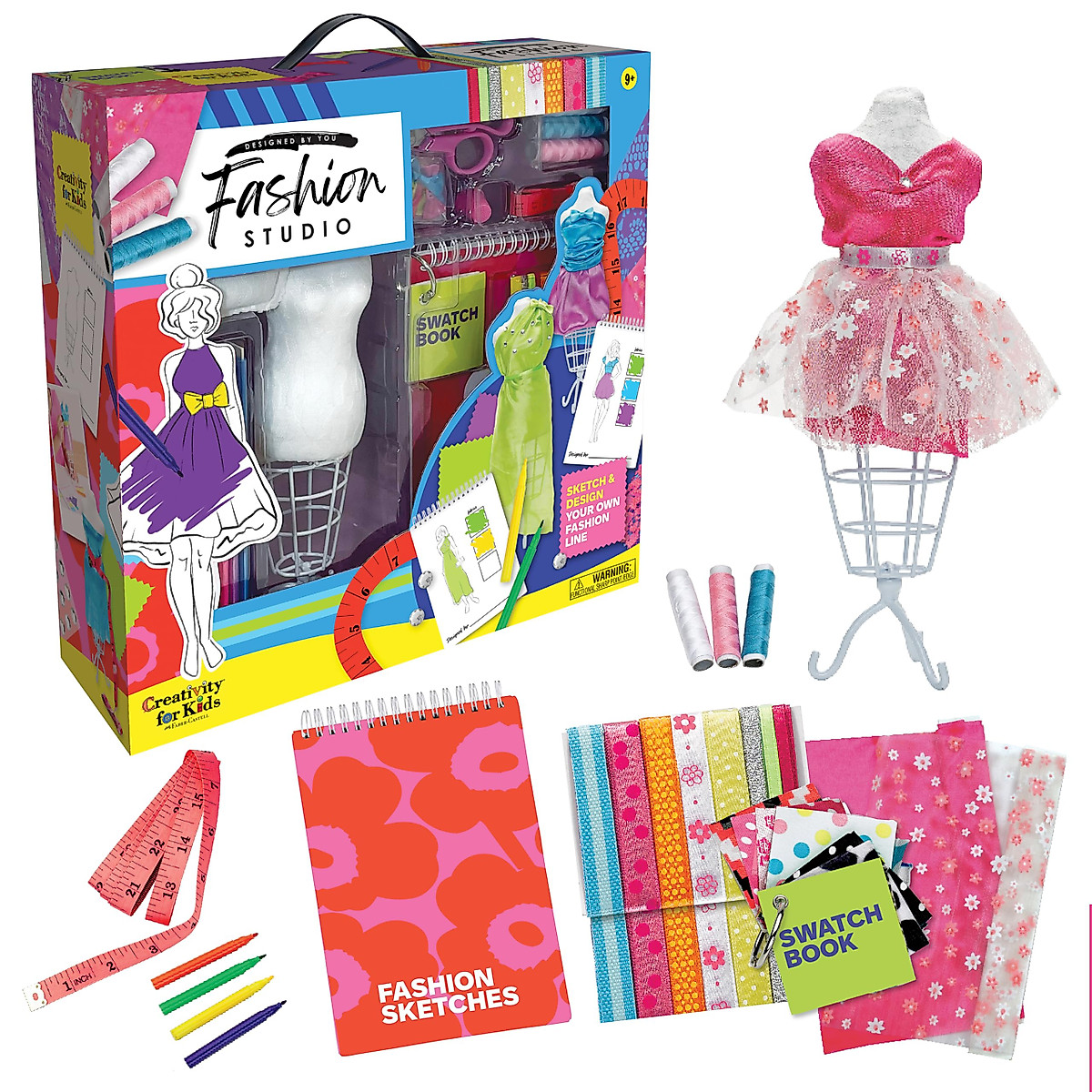 Creativity for Kids Designed by You Fashion Studio: DIY Fashion Designer Craft Kit for Girls Ages 9-12, Dress Design Kit & Sewing Kit for Kids, Gifts and Toys for Girls