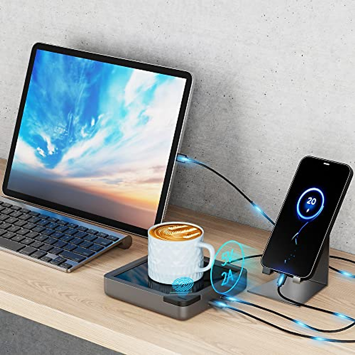 Coffee Mug Warmer Dual USB - Yolin Cup Warmer for Office Desk Use / Electric Beverage Warmer with Auto Shut Off After 8 Hours Feature / Coffee Warmer Plate for Cocoa Tea Water Milk Candle