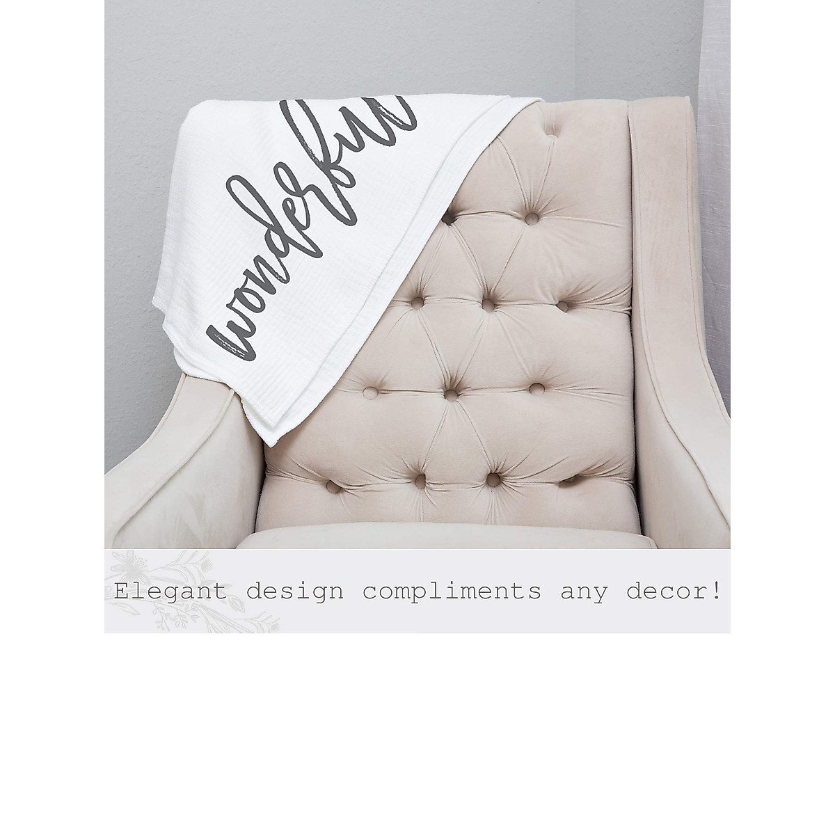 mama bee's Homestead Supply 100% Organic Cotton Muslin "Fearfully & Wonderfully Made” Scripture - Christening, Baptism, Rainbow Baby Blanket, Child of God Swaddle Blanket - Wall Tapestry 47”x47"