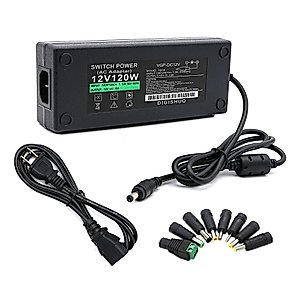 DIGISHUO DC 12V 10A 120W Power Supply Adapter Transformer Switch AC 110V/240V to DC 12V 10amp Switching Converter LED Driver for LED Strip Light CCTV Camera Security System (12V 10A 120W)