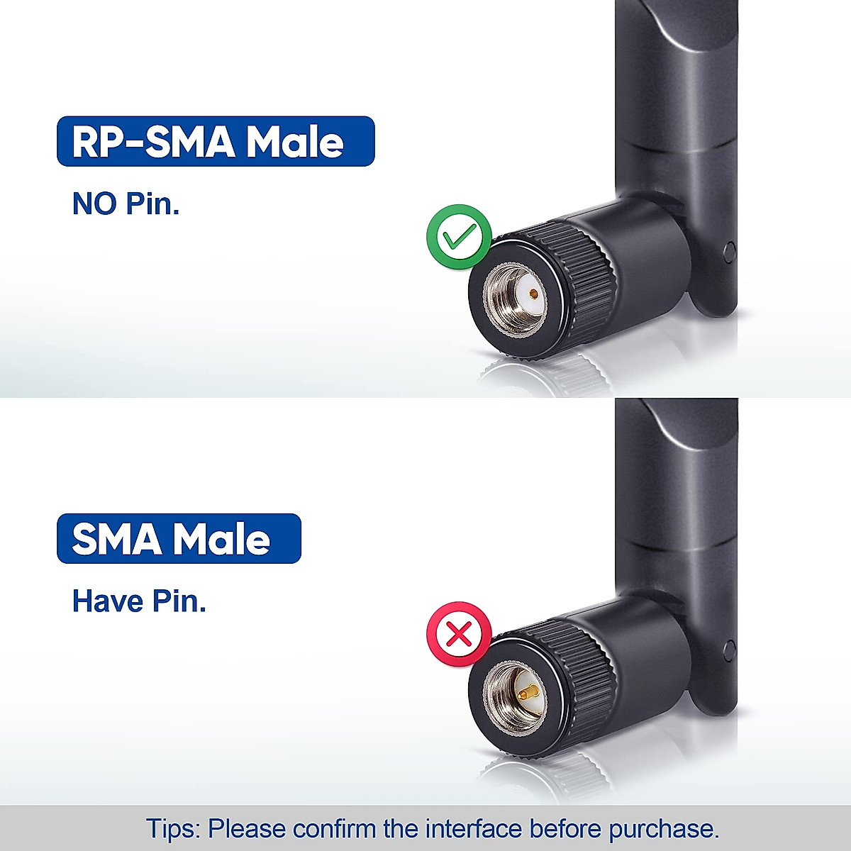 Bingfu Dual Band WiFi 2.4GHz 5GHz 5.8GHz 8dBi MIMO RP-SMA Male Antenna (4-Pack) for WiFi Router Wireless Network Card USB Adapter Security IP Camera Video Surveillance Monitor