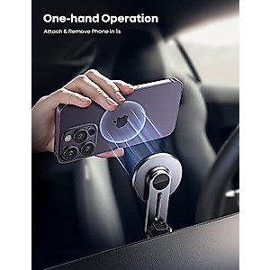Lamicall Car Phone Holder Mount for MagSafe Magnetic Phone Holder for Car, Hands Free iPhone Car Holder Mount for iPhone 14 13 12 Pro Plus Max Mini MagSafe Case, Carbon Fiber