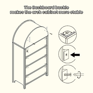 cosimates 65" Tall Arched Bookcase, 4-Tier Arched Cabinet with 2 Drawers and Shelves, Arched Bookshelf with Storage,for Living Room, (Oak)