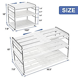 Expandable Water Bottle Storage Organizer, Height & Width Adjustable Cup Organizer For Cabinet, Water Bottle Holder Rack For Kitchen Countertop, Pantry, Fridge, Freezer - (3 Tier 10.6 To 16.5"L)