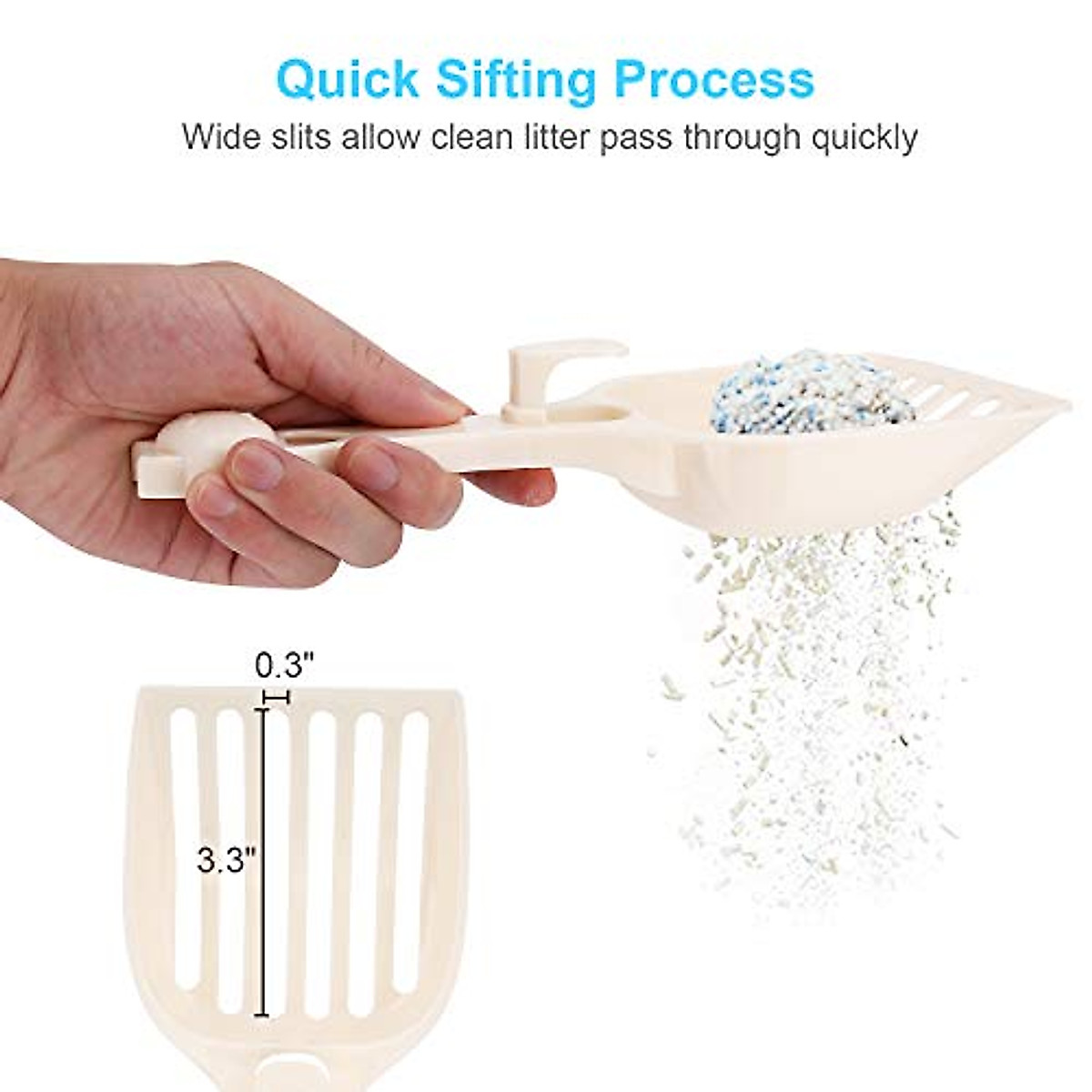 Depets Cat Litter Scoop, Litter Scoop with Wide Slats, Kitty Litter Scooper for Pine Pellets, Durable Plastic Litter Sifter Scoop - Designed for Easy Sifting, Milky White