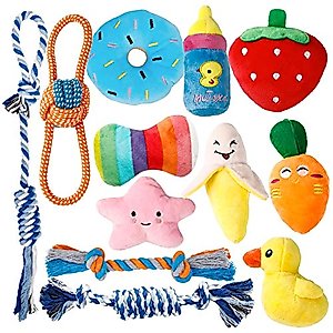 Toozey Puppy Toys, 12 Pack Puppy Toys for Teething Small Dogs, Cute Dog Toys Small Dogs, Stuffed Plush Squeaky Small Dog Toys, Non-Toxic and Safe Ropes Puppy Chew Toys