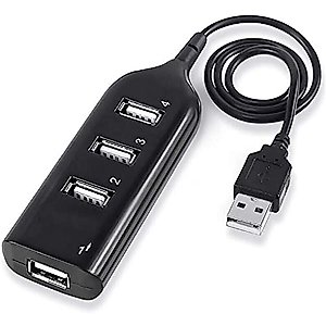 FDBV USB 2.0 Hi-Speed 4-Port Splitter Hub for PC Notebook High Speed Computer (Black)