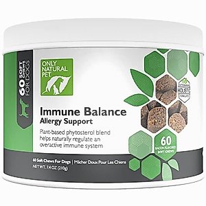 Only Natural Pet Immune Balance - Immunity Booster for Itchy Skin Licking & Scratching w/Phytosterols for Seasonal or Food Allergies Vitamin Supplement for Healthy Dogs & Cats - 60 Soft Chews