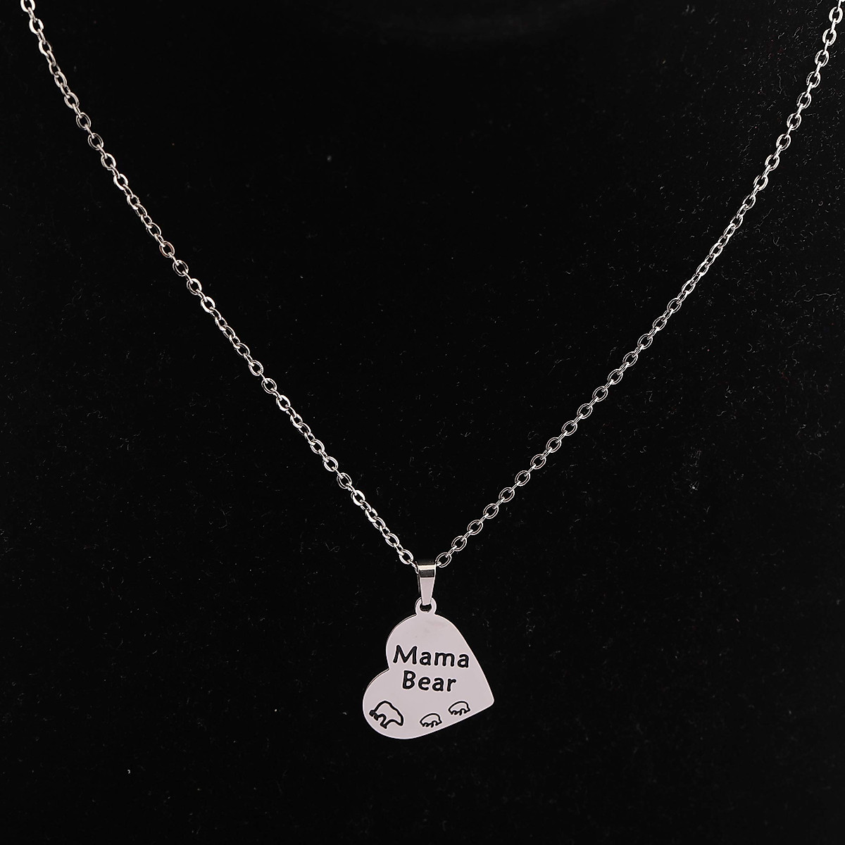 BEKECH Papa Bear Mama Bear Keychain Necklace Set Family Couples Jewelry Gifts for Mom & Dad (2 cubs)