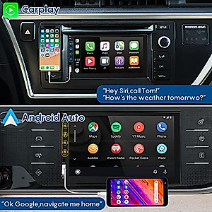 Double Din Car Stereo Compatible with Carplay and Android Auto ，7 Inch 1080P HD Touch Screen Radio，Mirror Link, Backup Camera, Steering Wheel, Bluetooth, FM,USB/AUX Port. (Wired Carplay)