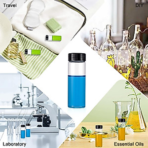 Kesell 12 Pack of 3 inches, 30 ML, Clear Glass Bottles Storage Container Sample Cosmetic Vials with Black Screw Caps