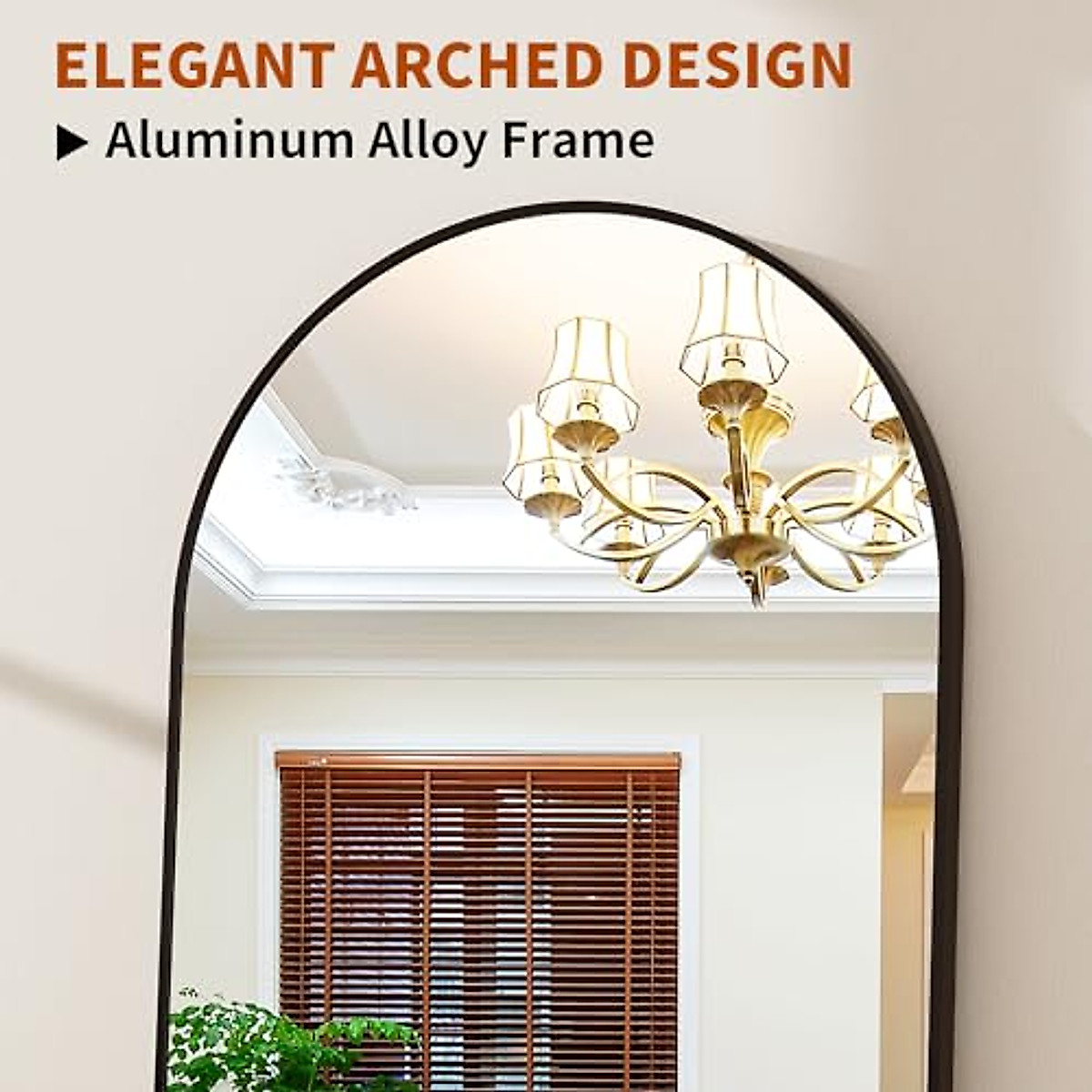 GLSLAND-21 x64 Full Length Floor Mount Mirror-Aluminum Alloy Frame-Arch Mirror Full Length HD-Full Body Mirror-for Bedroom or Living Room, Black