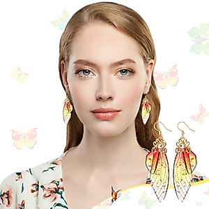 Sureio 8 Pairs Butterfly Wing Earrings Fairy Earrings for Women Butterfly Wing Earrings Butterfly Wing Drop Dangle Earrings Wedding Jewelry