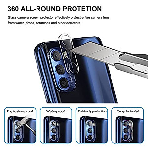 [2+2 Pack] Screen Protector for Motorola Moto G Stylus 5G (2022), 2 Pack Tempered Glass Screen Protector and 2 Pack Clear HD Camera Lens Protector Compatible with Moto G Stylus [Case Friendly]