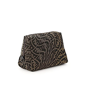 FENDI FF Vertigo Brown Coated Canvas Small Beauty Pouch 8N0179
