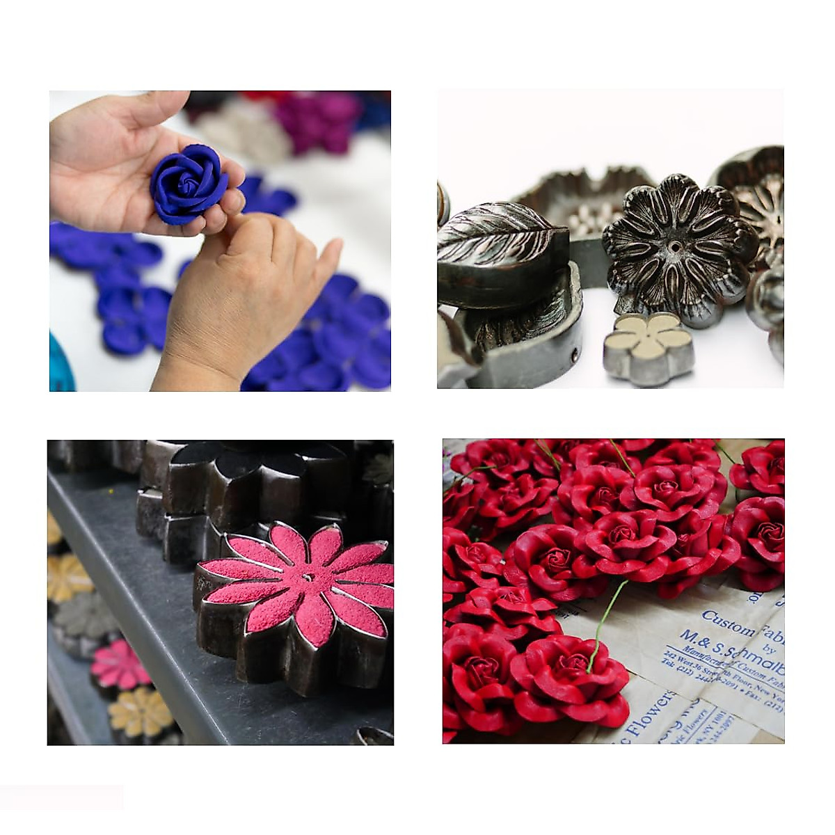 M&S Schmalberg Handmade White Camellia Brooch Pin - Elegant Silk Fabric Flower Accessory, American-Made in New York's Garment Center