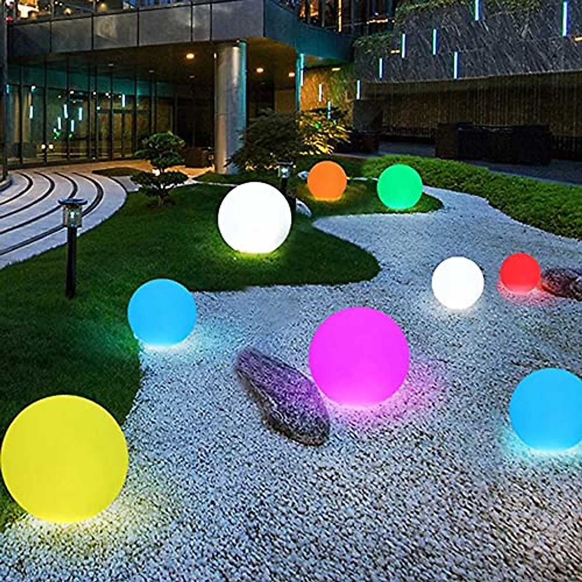 dpcm Outdoor Solar Powered Glowing Ball Light,IP67 Waterproof LED Colour Changing with Remote Control,Solar Globe Light with Stake for Garden, Patio, Home Decor (20cm)