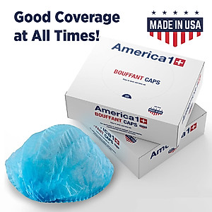 America 1 Disposable Bouffant Hair Caps | Surgical Cap Bulk Pack of 100 | Large 24 Inch Hair Nets for Medical, Hospital, Food, Electronic Industry Personnel