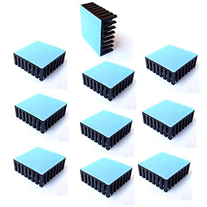 Easycargo 10pcs 25mm Heatsink Kit 25x25x10mm + 3M 8810 thermal conductive adhesive tape, cooler Aluminum Heat Sinks for cooling Raspberry Pi 4 GPU IC Chips LED (25mmx25mmx10mm)