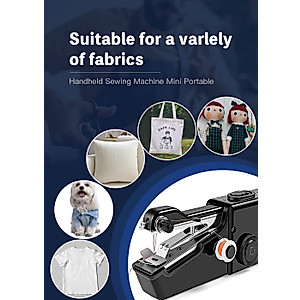 Handheld Sewing Machine, Mini Portable for Quick Stitching, Portable Sewing Machine Suitable for Home,Travel and DIY, Electric for Beginners - Black