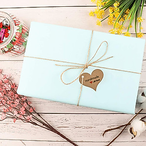 Handmade with Love Mini Gift Paper Tags, 200 pcs Heart-Shaped Brown Gift Labels with 99 ft Natural Jute Twin, Kindness for Gift Wrap, Wedding Favors by Hubhnb