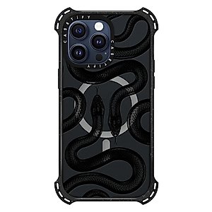 CASETiFY Bounce Case for iPhone 15 Pro Max [6X Military Grade Drop Tested / 21.3ft Drop Protection/Compatible with Magsafe] - Black Kingsnake - Triple Black