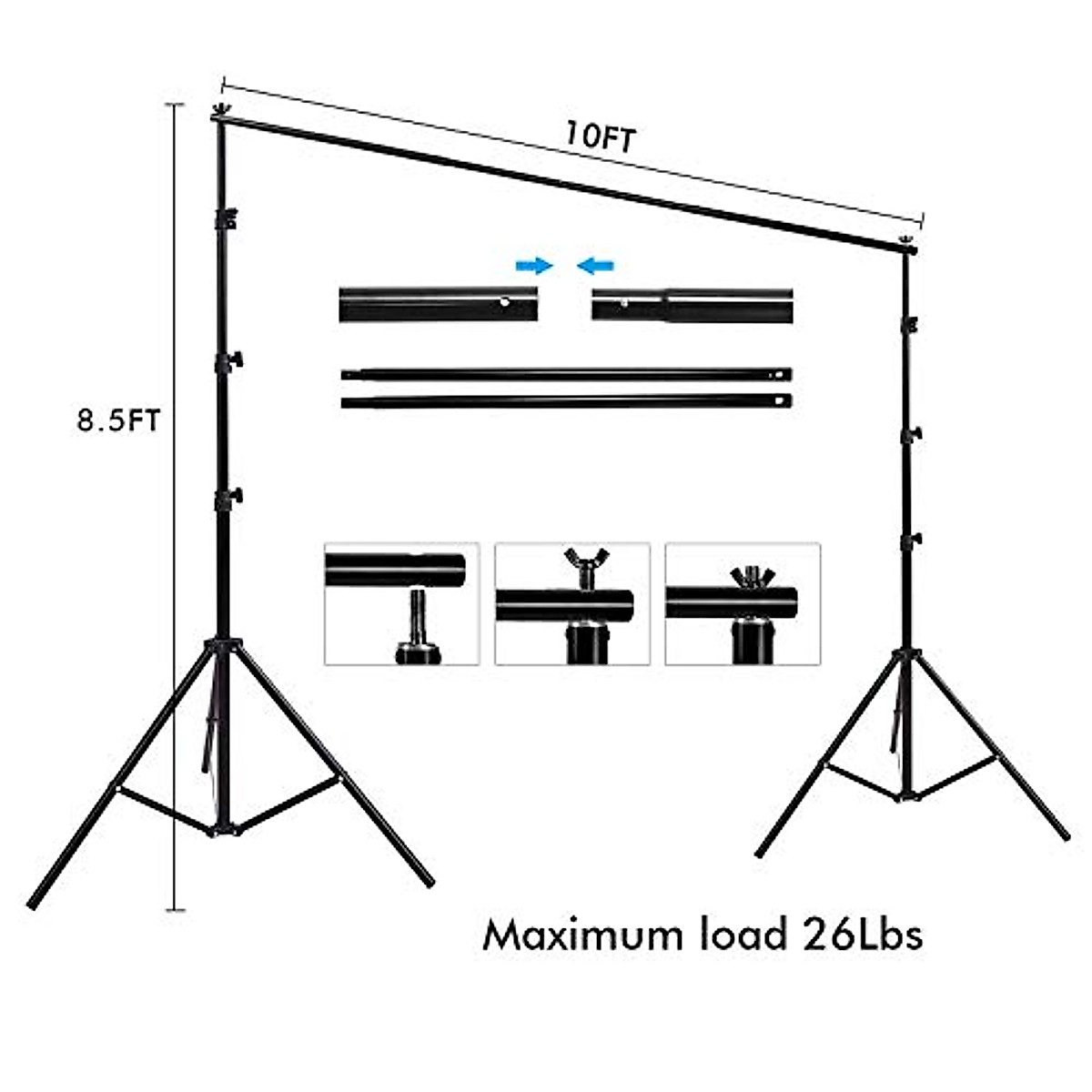 HYJ-INC Photo Video Studio 10 x12ft 100% Cotton Muslin Chromakey Green Screen Backdrop with 8.5 x 10ft Stand Photography Background Support System Kit Clamp, Carry Bag