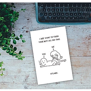 Naughty Touch Your Butt Love Card, Cheeky Anniversary Card for Him Her, Romantic Valentine's Day Card