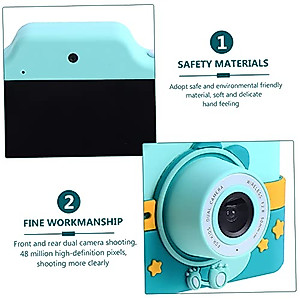 SOLUSTRE Kids Toys for Cartoon Portable Aniaml with Girls Shaped High-Resolution Gift Gifts Sticker Lovely Action W Easter Recorder Boys Camera Green Fox Lanyard Birthday Digital Kids Camera