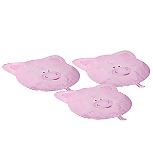 BinaryABC Pink Pig Head Foil Balloons,Birthday Wedding Baby Shower Party Decorations,3Pcs(Big Size)