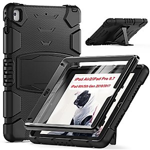 RUGGYCASE Case for iPad 9.7 inch 2017/2018,Shockproof iPad Air 2 Case with Screen Protector - Heavy Duty Protective Cover for iPad 5th / 6th Generation