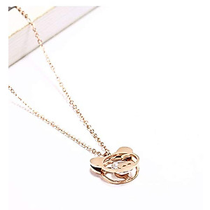 Caiyao Cute Pig Pendant Necklace Rose Gold Sweet Animal Necklace Gift for Women(with crystal)