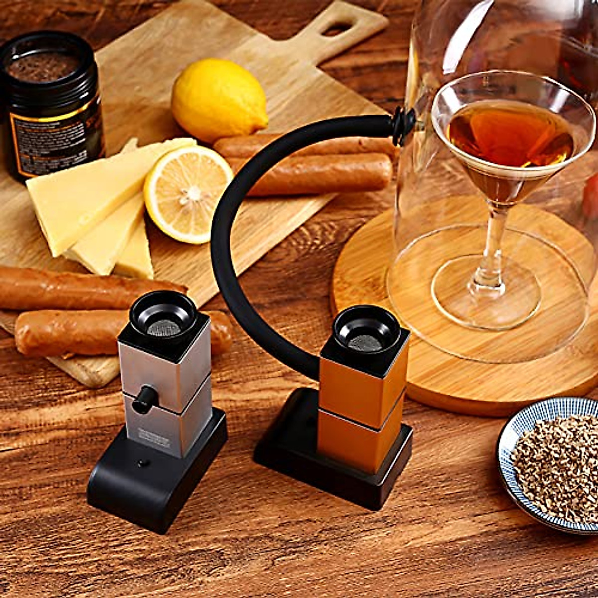 CREATIVECHEF Smoking Gun，Cocktail Smoker Kit，Used Outdoors, Bars, Parties，Aluminum Alloy Material，Yellow