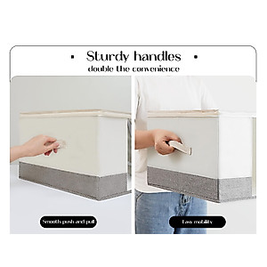 LoforHoney Home Bundle- Storage Baskets with Clear Window,2-Pack & Storage Bins with Lids, Beige & Gray, 2-Pack