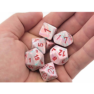 DND Dice Set - Chessex D&D Dice-16mm Festive: Pop Art & Red Limited Edition Plastic Polyhedral Dice Set-Dungeons and Dragons Dice Includes 7 Dice - D4 D6 D8 D10 D12 D20 D%, Pink, (CHX27539)