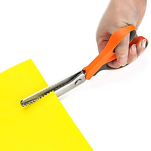 BlueSnail Stainless Steel Pinking Shears Comfort Grip Handled Professional Fabric Crafts Dressmaking Zig Zag Cut Scissors Sewing Scissors (Serrated, Orange)