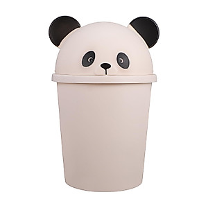 Luxshiny 10L Cartoon Panda Trash Can Plastic Garbage Bin with Lid Garbage Can Rubbish Pail Waste Basket Toilet Paper Bucket for Bathroom Kitchen Office Dorm