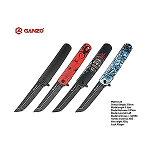 Ganzo G626-GS Folding Pocket Knife 440C Stainless Steel Blade ABS Handle with Clip Camping Fishing Hunting Gear Outdoor Folder EDC Pocket Knife (Grey Samurai Print)