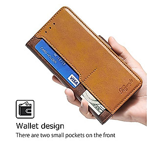 Fansipro Wallet Folio Case for Samsung Galaxy S9 Plus, Premium PU Leather Slim Fit Cover for Galaxy S9 Plus, 2 Card Slots, Friendly Fit, Brown & Golden