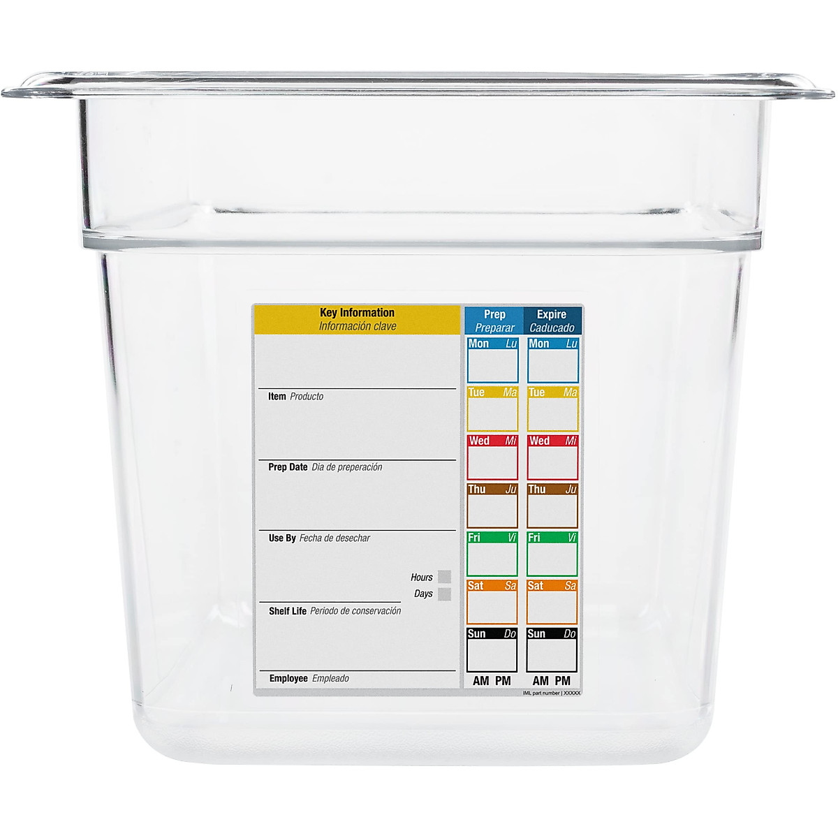 Carlisle FoodService Products Storplus Permalabel Food Storage Container Food Pan with Integrated Label for Kitchen and Restaurant, Polycarbonate, 1/3 Size 6 Inches Deep, Clear - (Pack of 6)