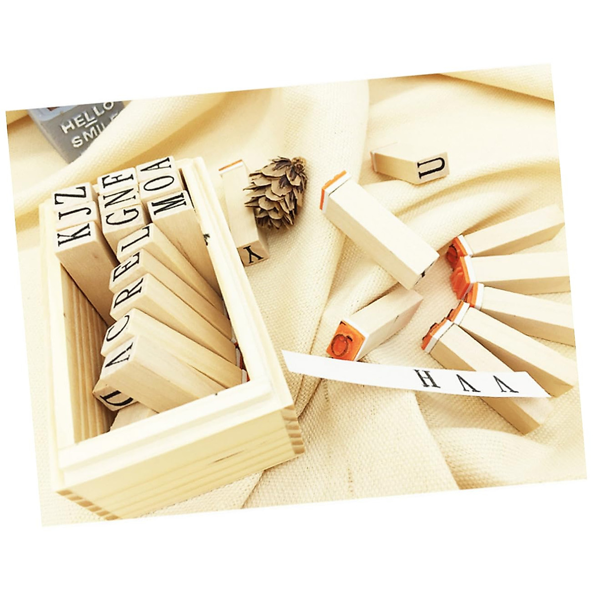 STOBOK 2pcs 26 Stamps United States Letter Student Wooden