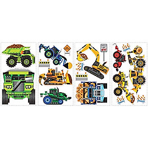 RoomMates SPD0003SCS New Speed Limit-Construction Vehicles Peel & Stick Wall Decals, Multi 10"x18"